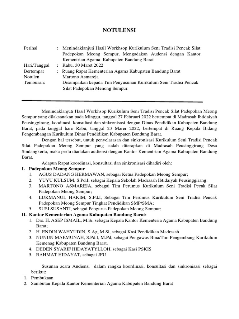 Notulensi Kemenag | PDF