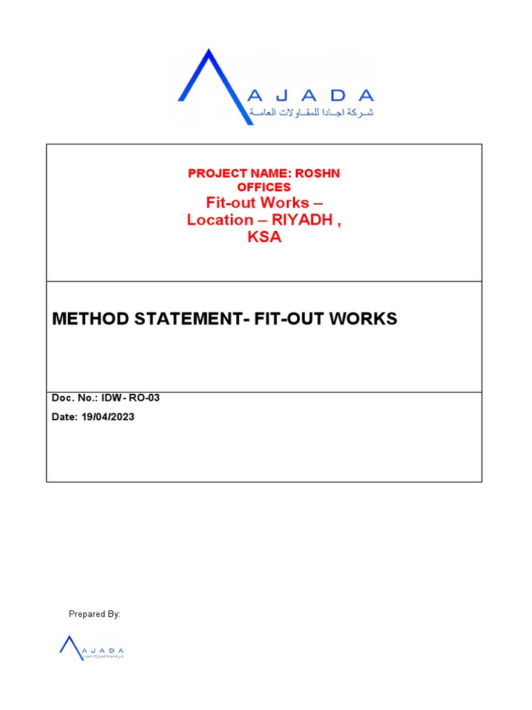 Method Statement-Fit-Out Works | PDF | Drywall | Pipe (Fluid Conveyance)