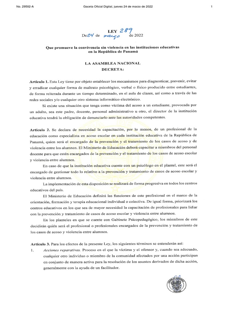 Ley 289 4 Marzo 2022 | PDF | Finanzas y dinero