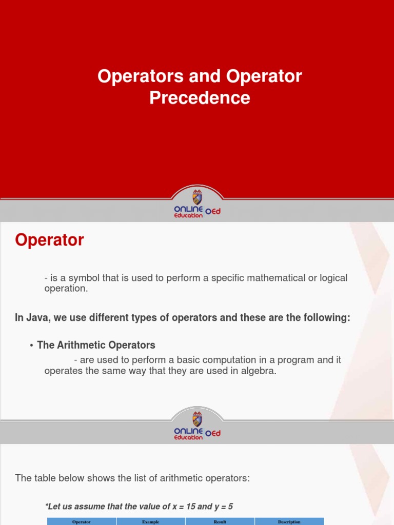 W4-Presentation-Operators and Operator Precedence | PDF | Computer Programming | Software ...