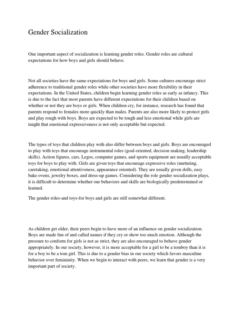 Gender Socialization | PDF | Gender Role | Socialization