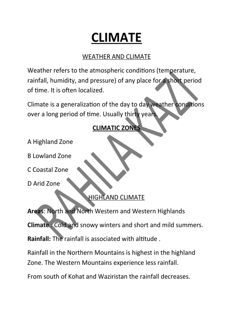 Geography Climate Notes #3 | PDF | Desert | Precipitation