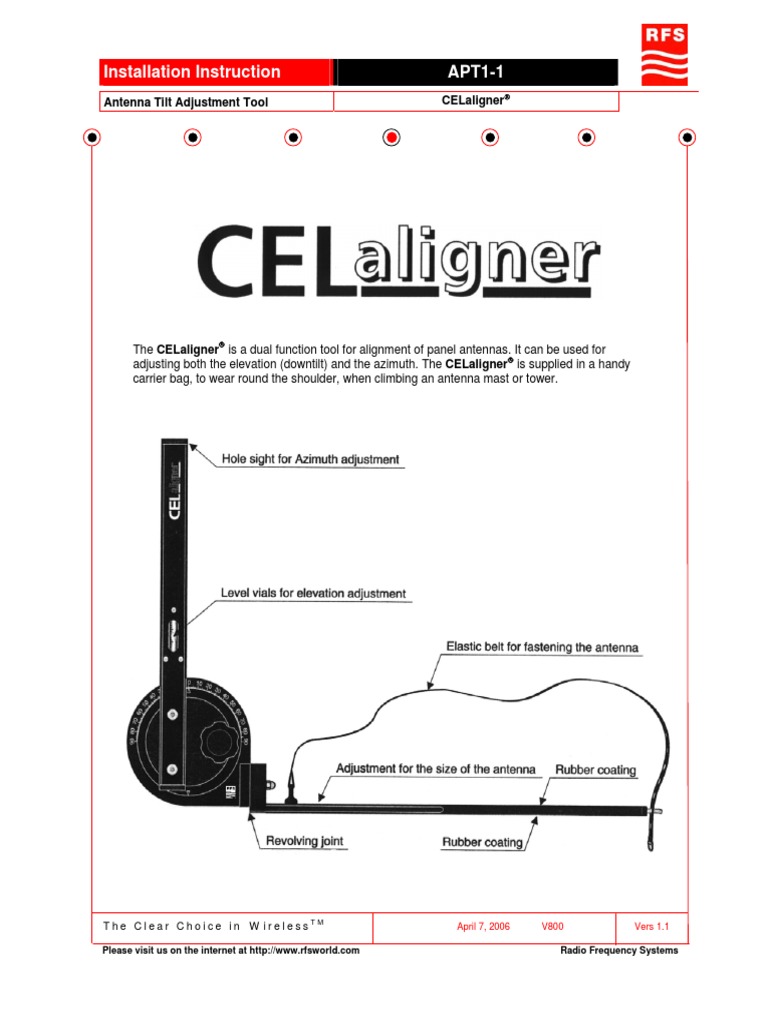 Installation Instruction Apt1-1 v800 | PDF | Antenna (Radio ...