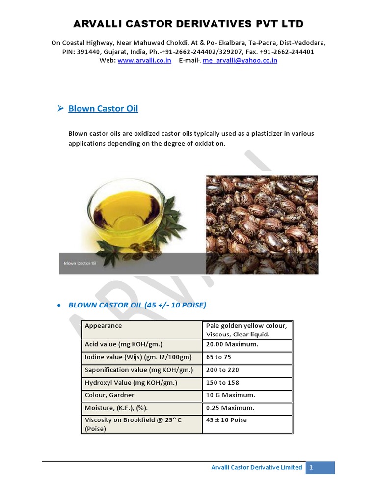 Blown Castor Oil | PDF | Physical Sciences | Chemical Compounds