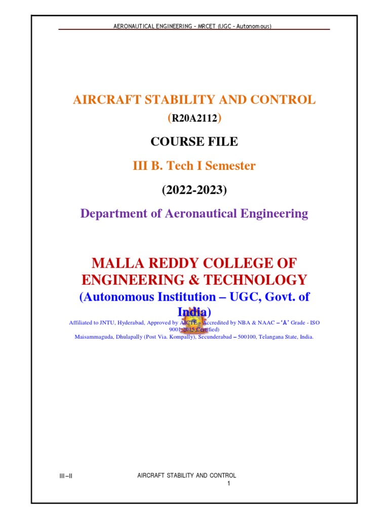 Understanding Aircraft Stability and Control through Mathematical Modeling and Performance ...