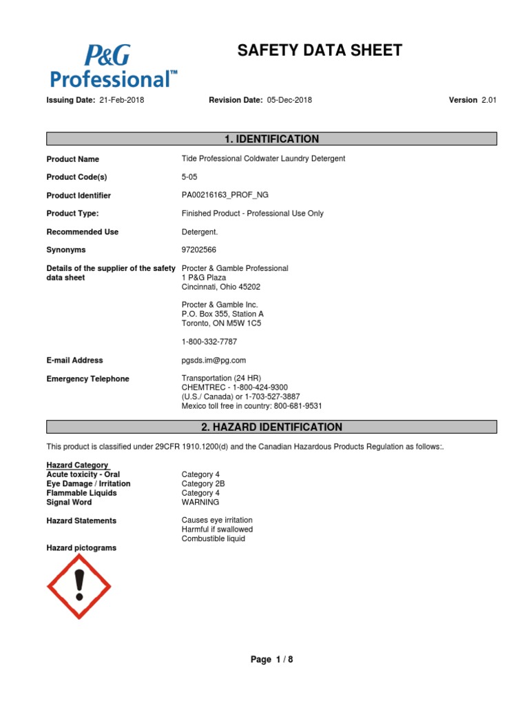 TIDE_PROFESSIONAL_COLDWATER_LAUNDRY_DETERGENT_5-05_EN | PDF | Superfund ...