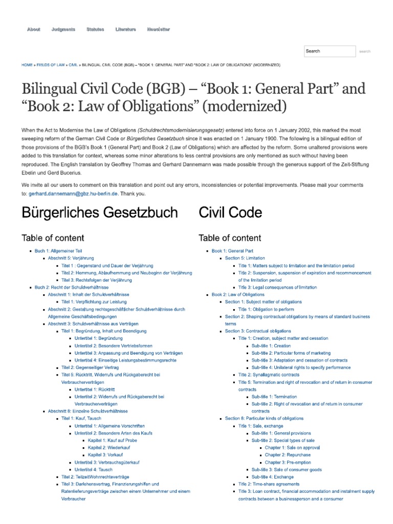 Bi-Lingual Civil Code Germany | PDF
