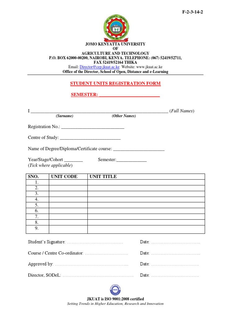 Unit Registration Form | PDF