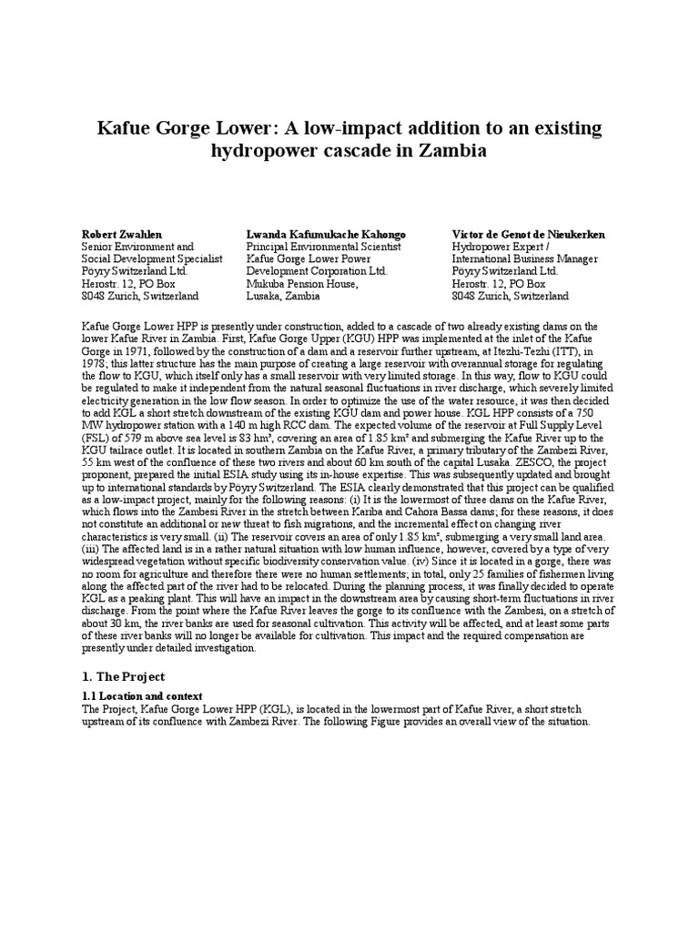 Optimizing Hydropower Generation In The Kafue River Basin Through The Addition Of The Low Impact