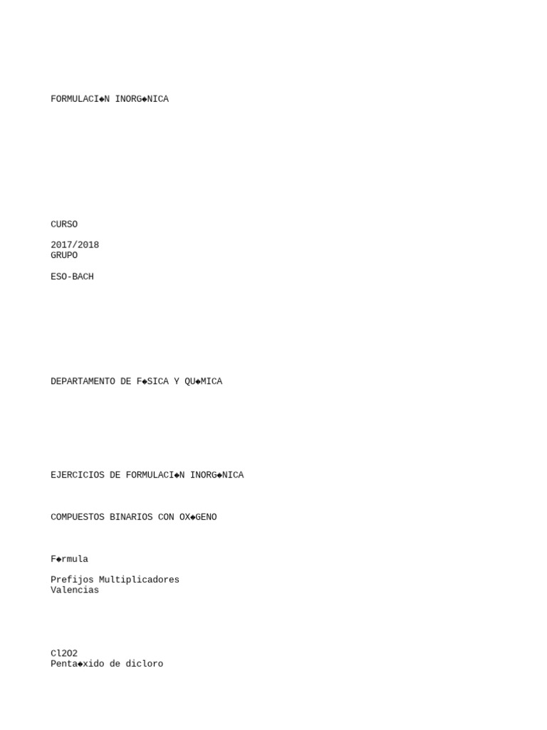 Ejercicios Inorganicacorregidos | PDF | Metales de transición | Elementos químicos