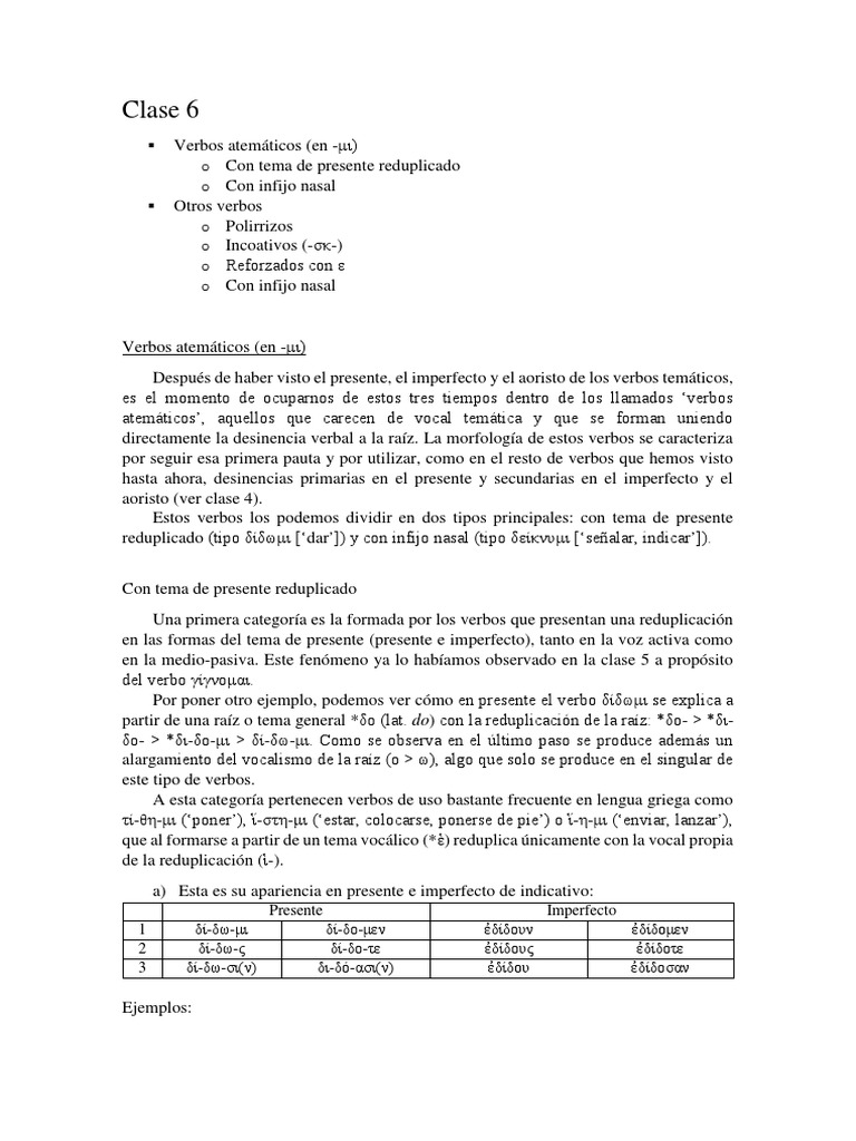 Clase 6 Verbo Pdf Verbo Gramática