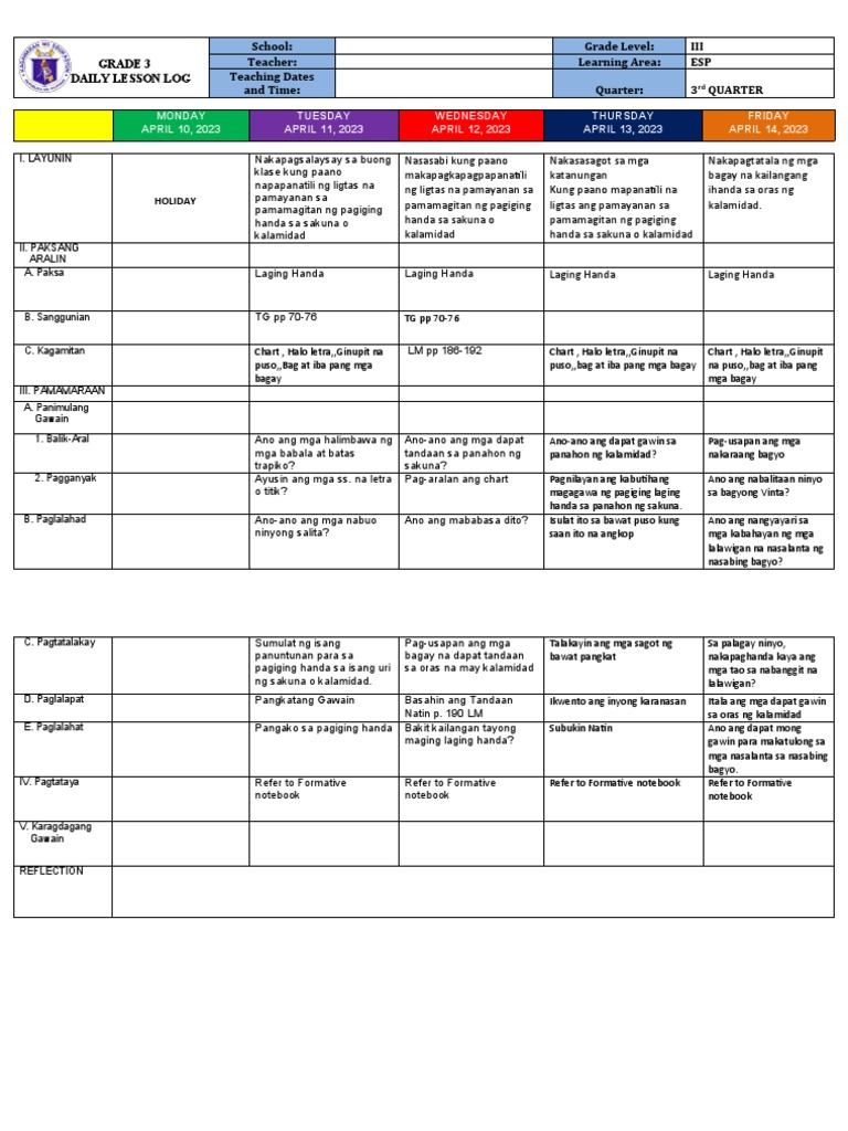 Dll-Esp-Quarter 3 Week 9 | PDF