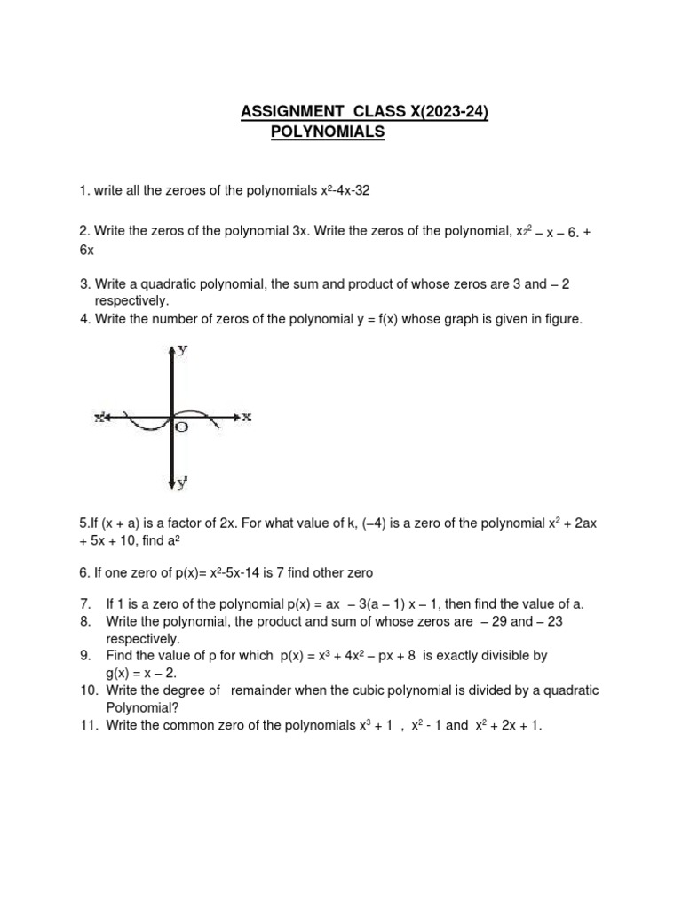 Polynomials Assignment (23-24) | PDF | Teaching Methods & Materials