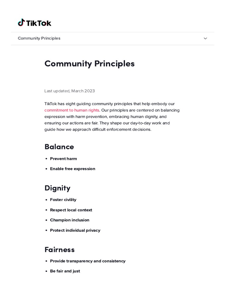 Community Guidelines - TikTok - March 2023 - Community Principles | PDF ...