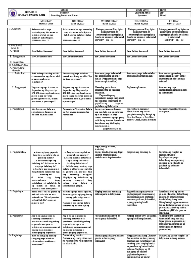 DLL Esp Q3 WK 7 | PDF