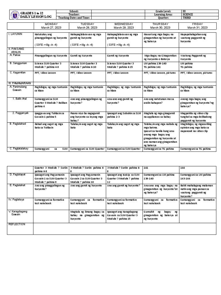 DLL Formative Science Q3 Week 7 | PDF