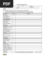 Driver Assessment Form Printable | PDF