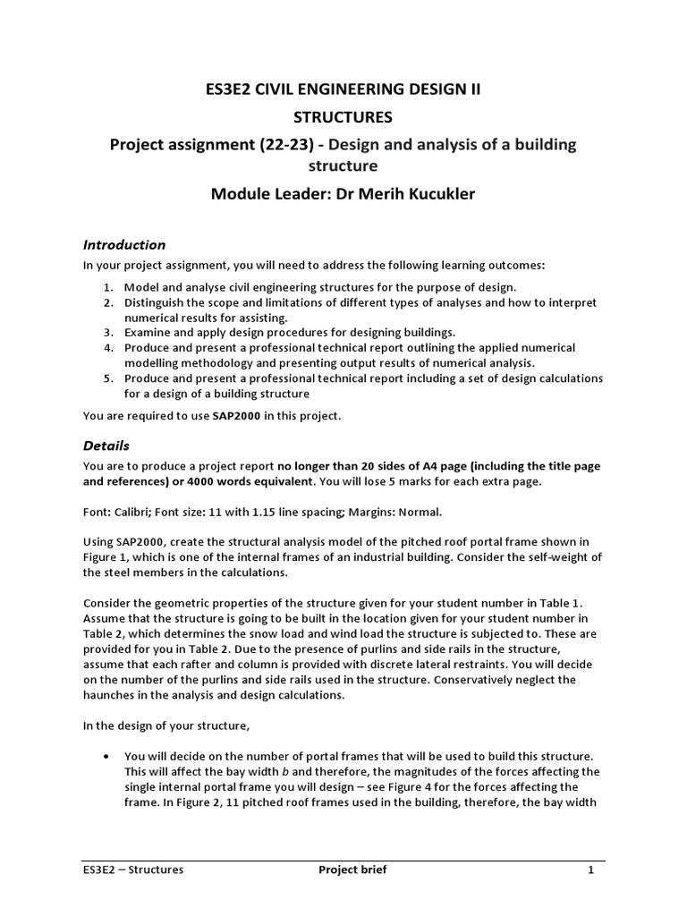 Coursework Briefing | PDF | Structural Analysis | Bending