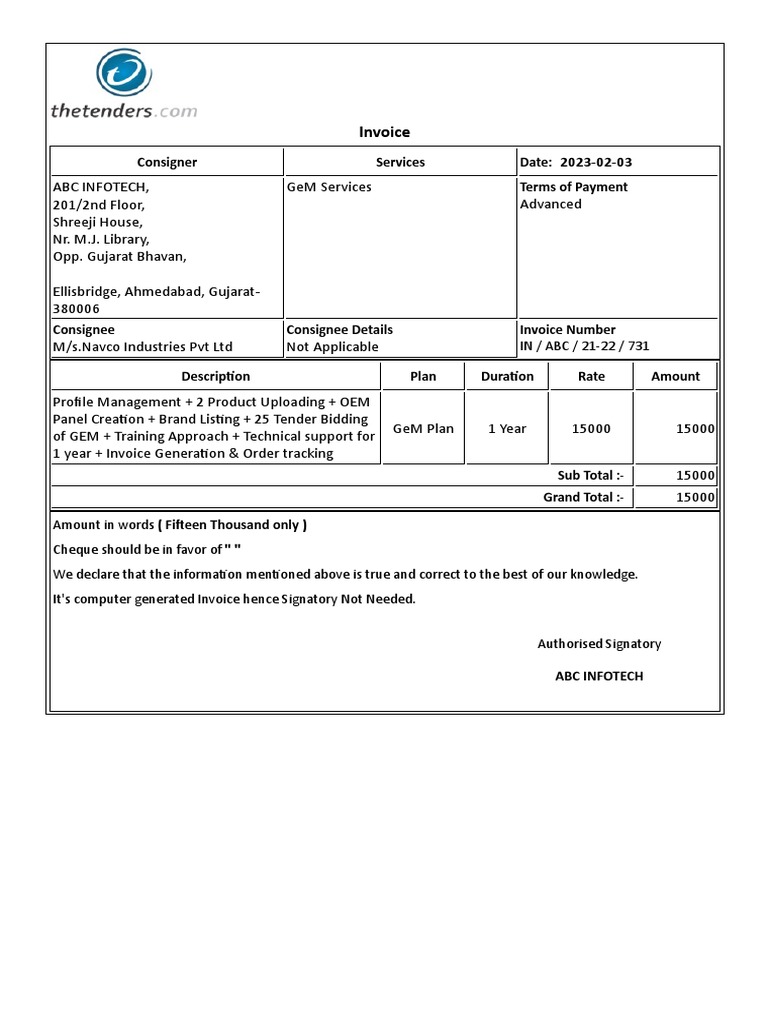 Navco Industries PVT LTD - Invoice | PDF