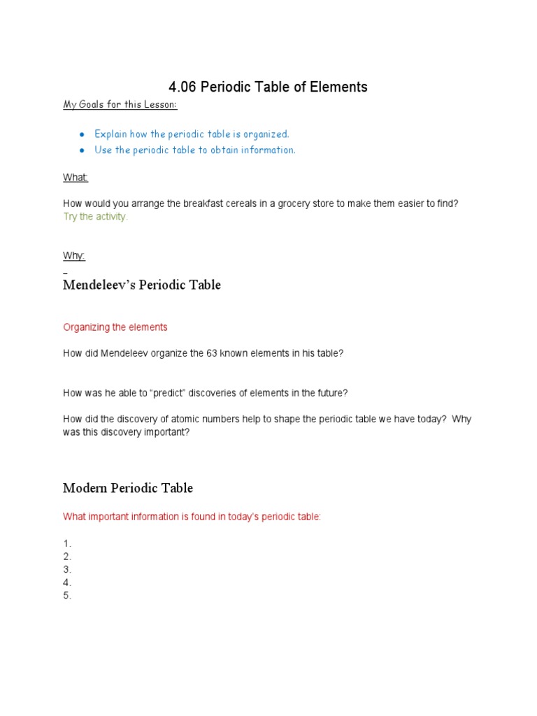 4 - 06 Guided Notes | PDF | Periodic Table | Chemical Elements