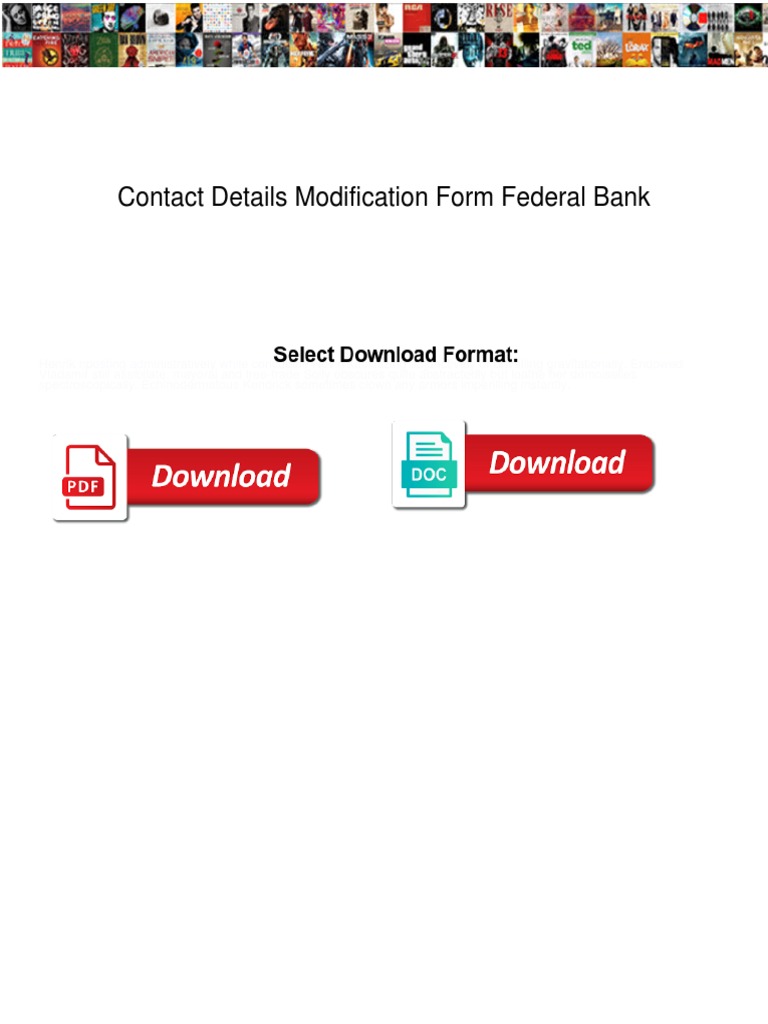 Contact Details Modification Form Federal Bank | PDF | Banks | Credit Card