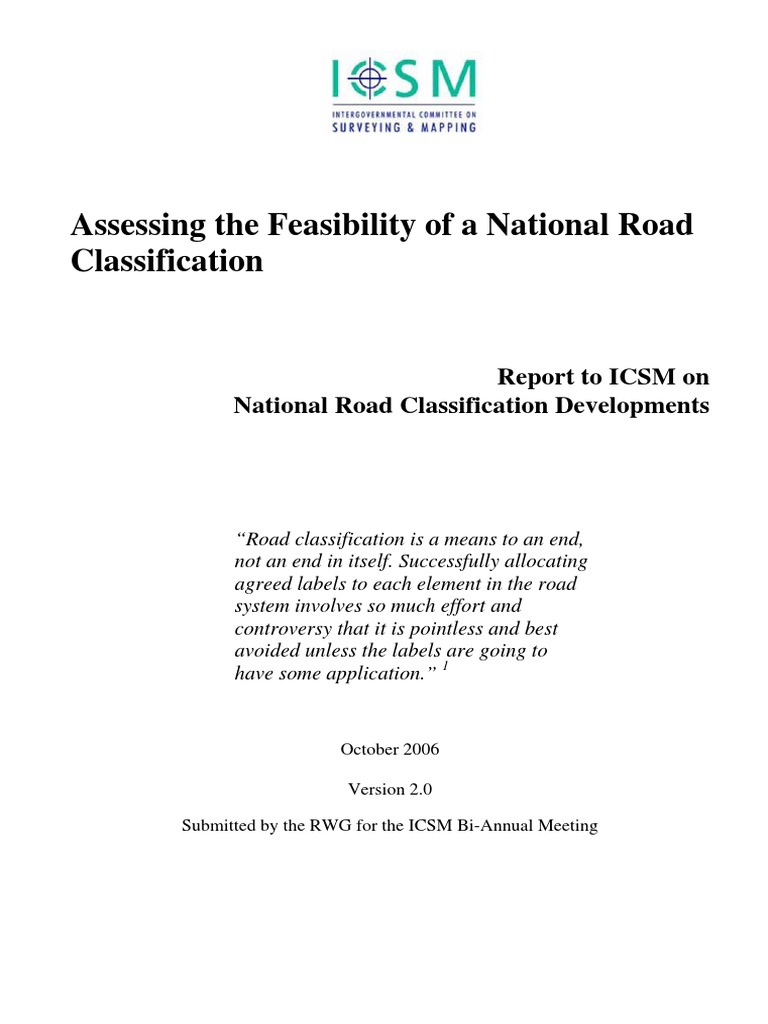 Assessing Feasibility National Road Classification | PDF | Road | Hierarchy