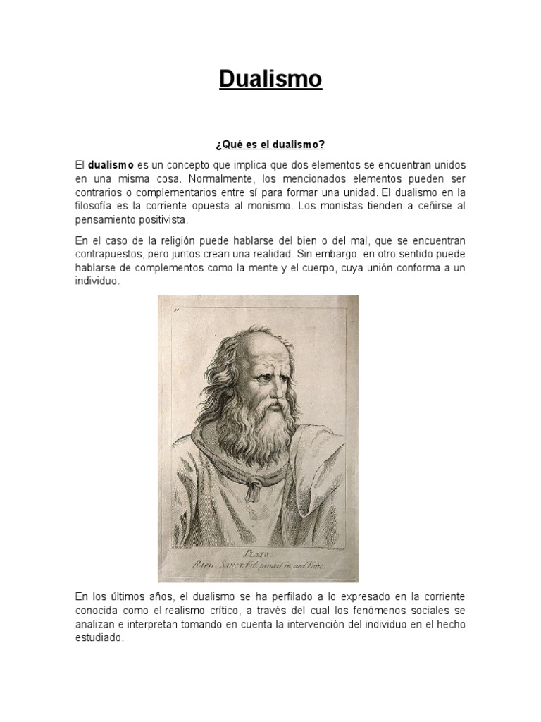 Dualismo: ¿Qué Es El Dualismo? | PDF | Platón | Conocimiento