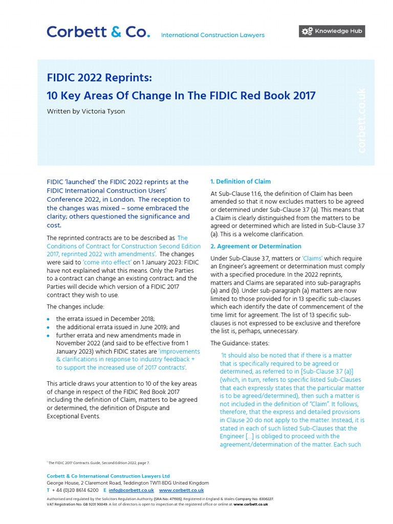 FIDIC 2022 Reprints | PDF | Arbitration | Damages