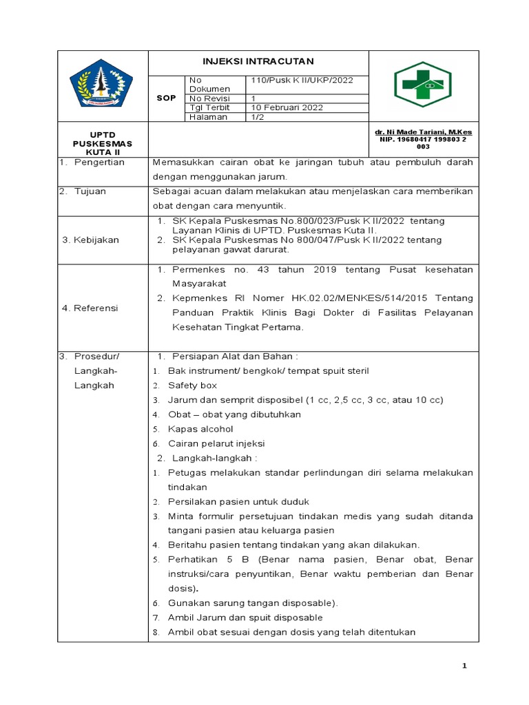 Injeksi Intracutan | PDF