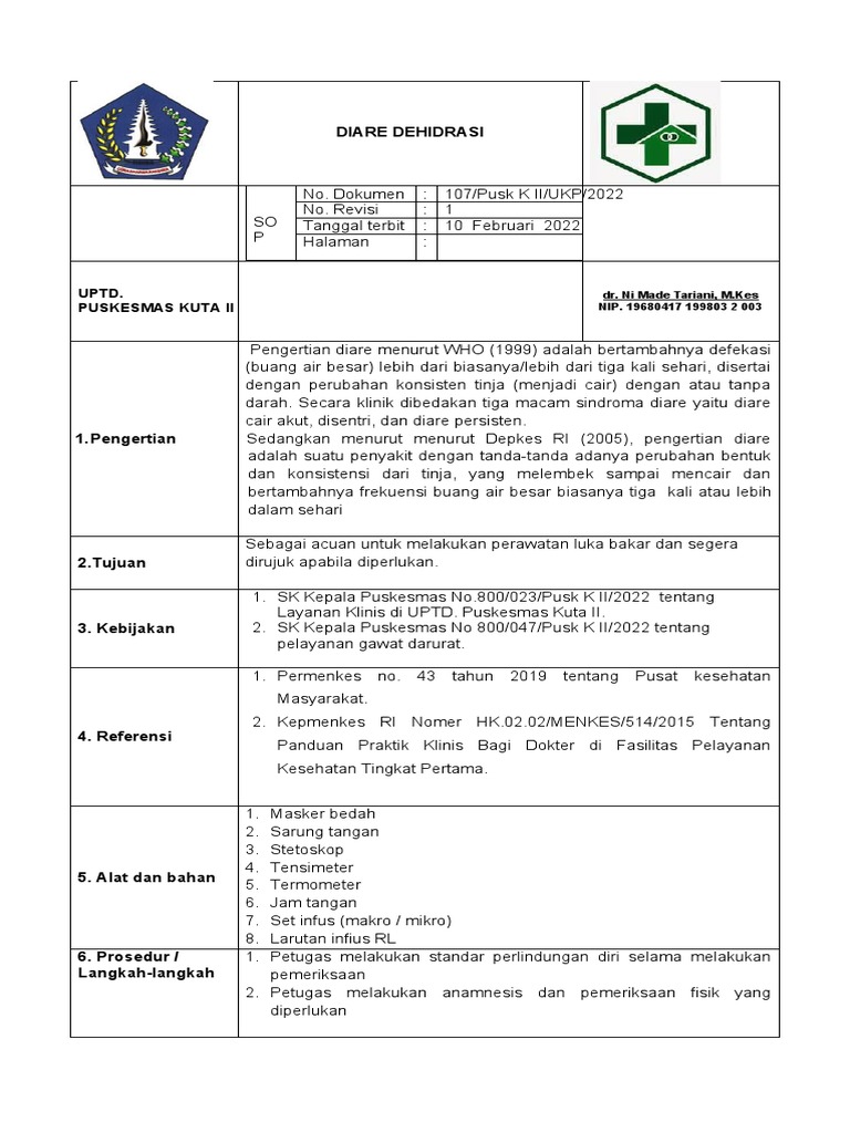 Diare Dehidrasi | PDF | Kesehatan Holistik | Sains & Matematika