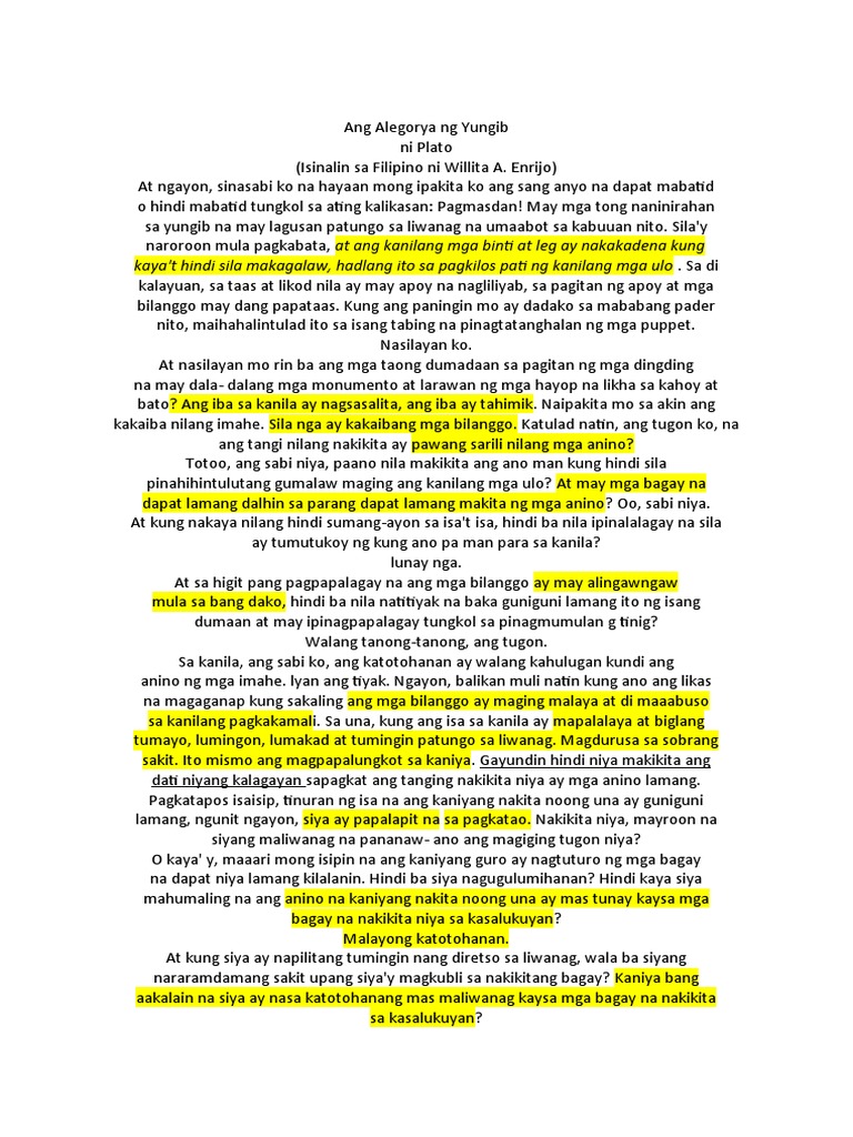 Ang Alegorya NG Yungib | PDF