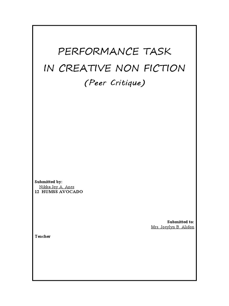 Sample Peer Critique | PDF