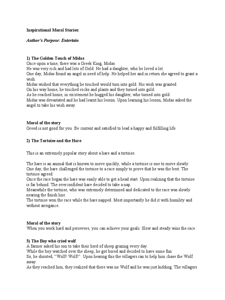 Short Inspirational Moral Stories | PDF