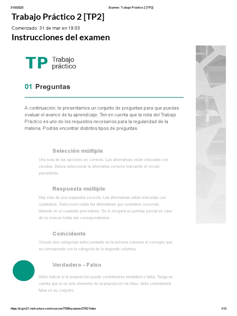 Trabajo Práctico 2 (TP2) Instrucciones Del Examen: Preguntas | PDF | Programación lineal ...