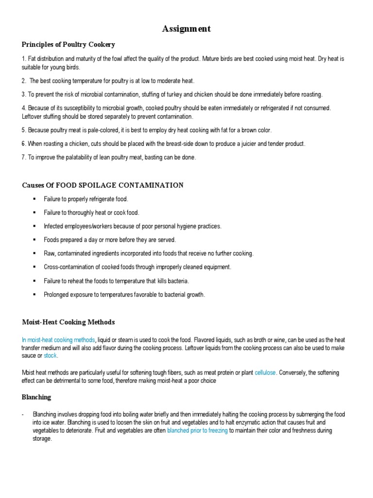 Assignment | PDF | Grilling | Cooking