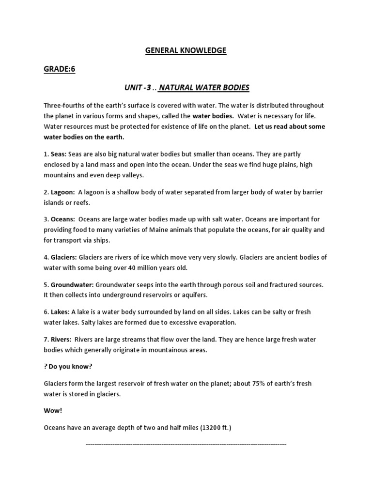 Natural Water Bodies | PDF