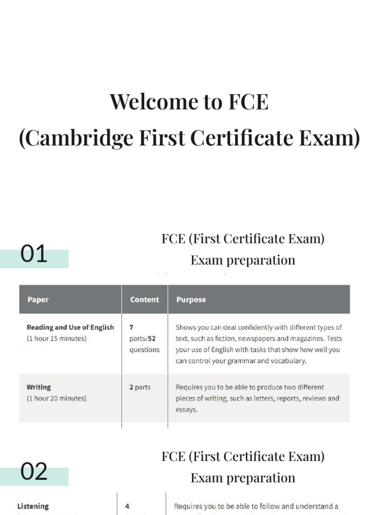 Welcome To FCE (Cambridge First Certificate Exam) | Download Free PDF ...