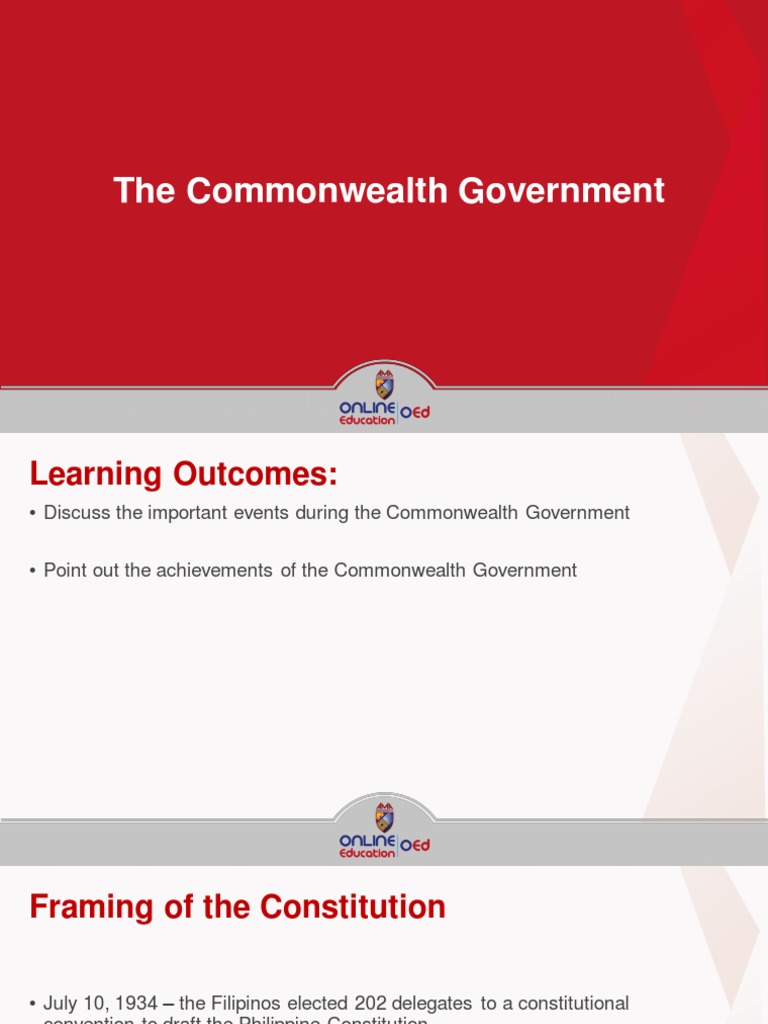 Phil. History The Commonwealth Gov. | PDF | Philippines | Government