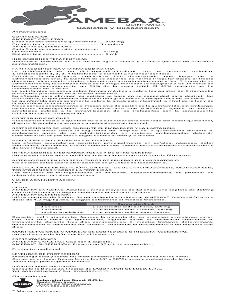 Amebax Inserto WEB | PDF | Ciencias de la Salud | Medicina CLINICA