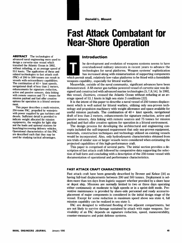 Fast Attack Combatant For Near-Shore Operation | PDF | Hull (Watercraft ...