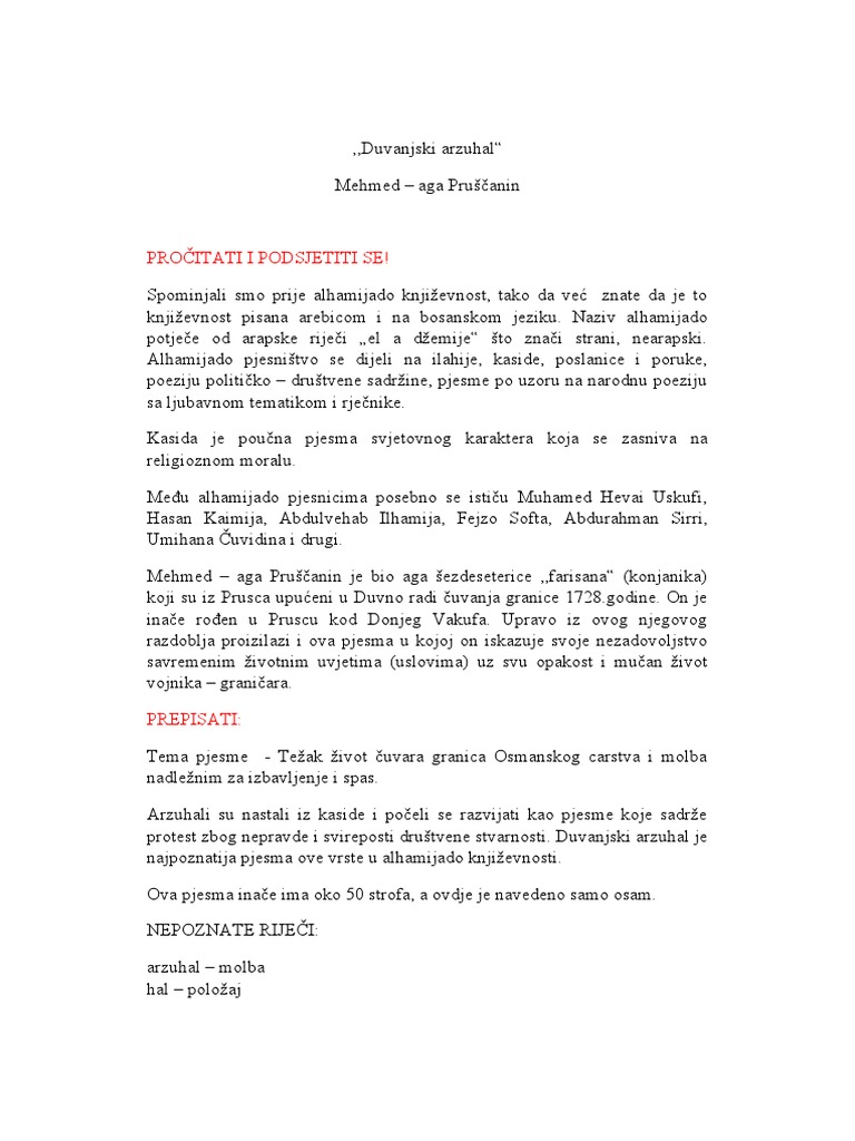 Duvanjski Arzuhal | PDF