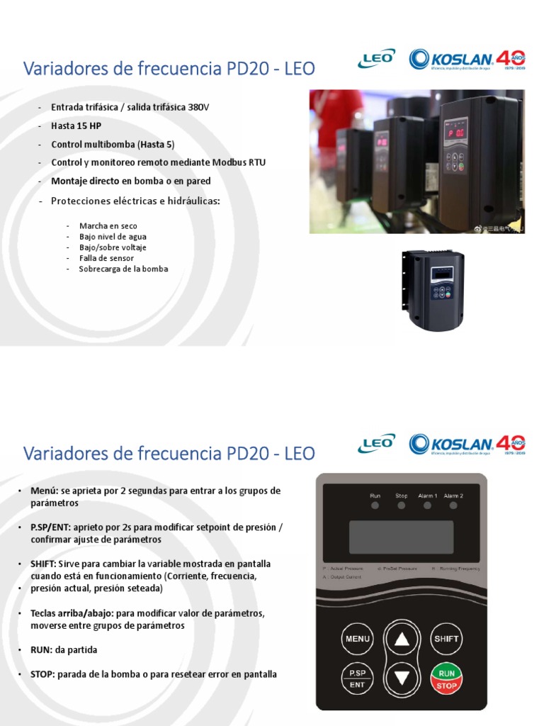 Variadores PD20 LEO: Control y Protección | PDF