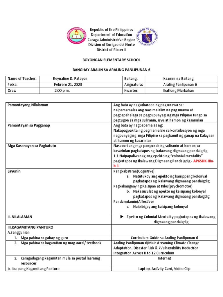 Cot DLP Aral Pan 6 | PDF