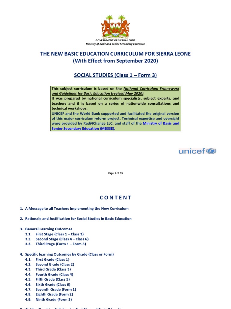 Social Studies Syllabus | PDF | Learning | Curriculum