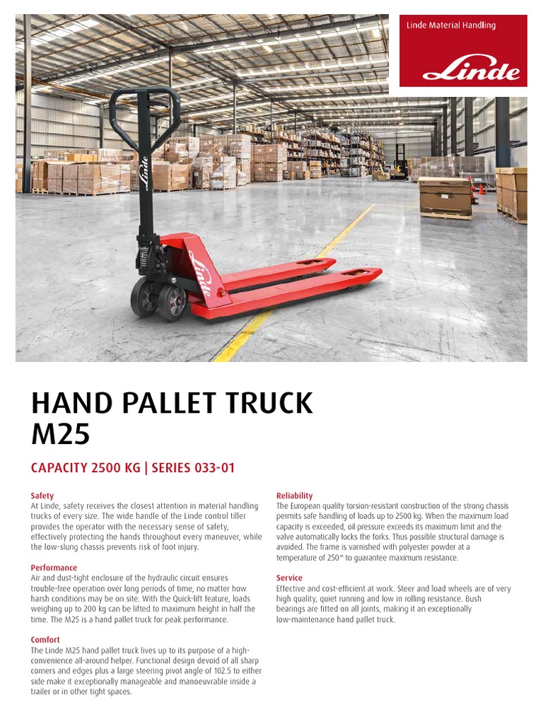 Hand Pallet Truck M25: CAPACITY 2500 KG - SERIES 033-01 | PDF | Truck ...
