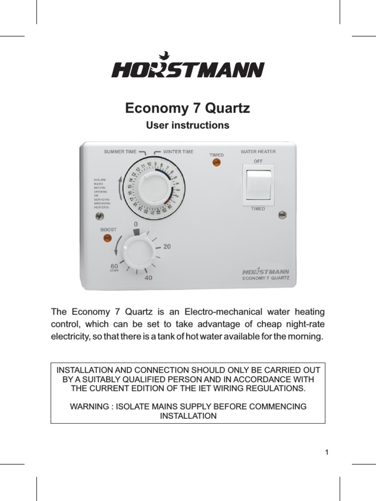ECONOMY 7 QUARTZ - USER - CDR | PDF | Water Heating | Electric Heating