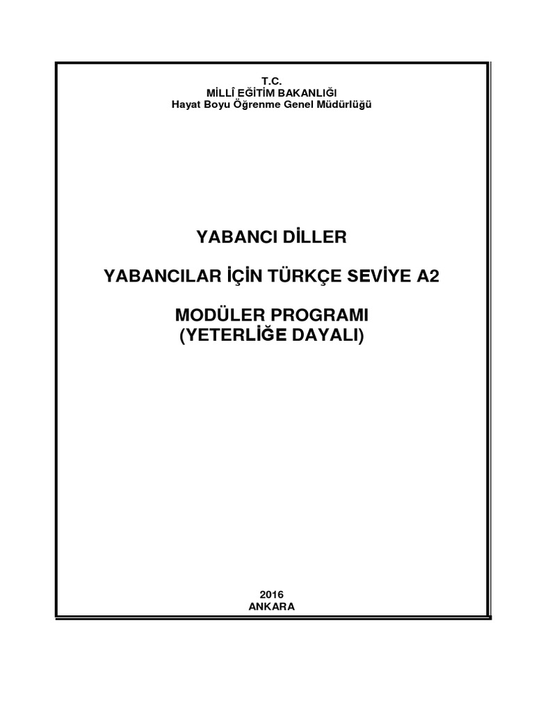 Yabancilar Icin Turkce Seviye A2 | PDF