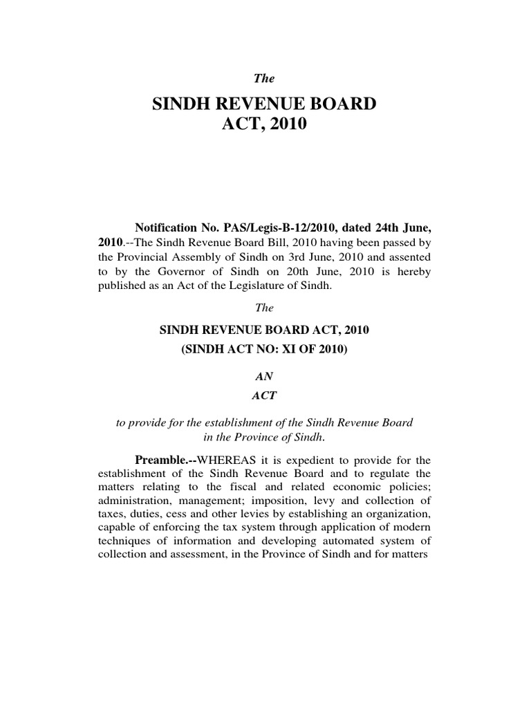 SRB Act 2010 | PDF | Taxes | Audit