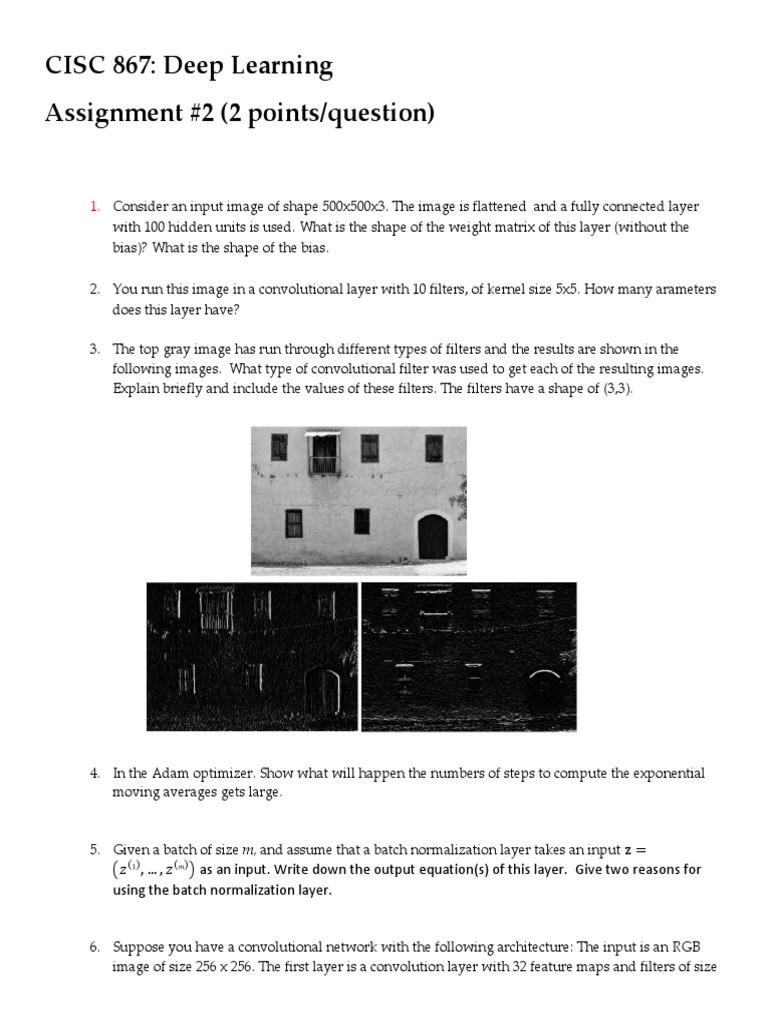 CISC 867: Deep Learning Assignment #2 (2 Points/question) | PDF | Cognitive Science | Cybernetics
