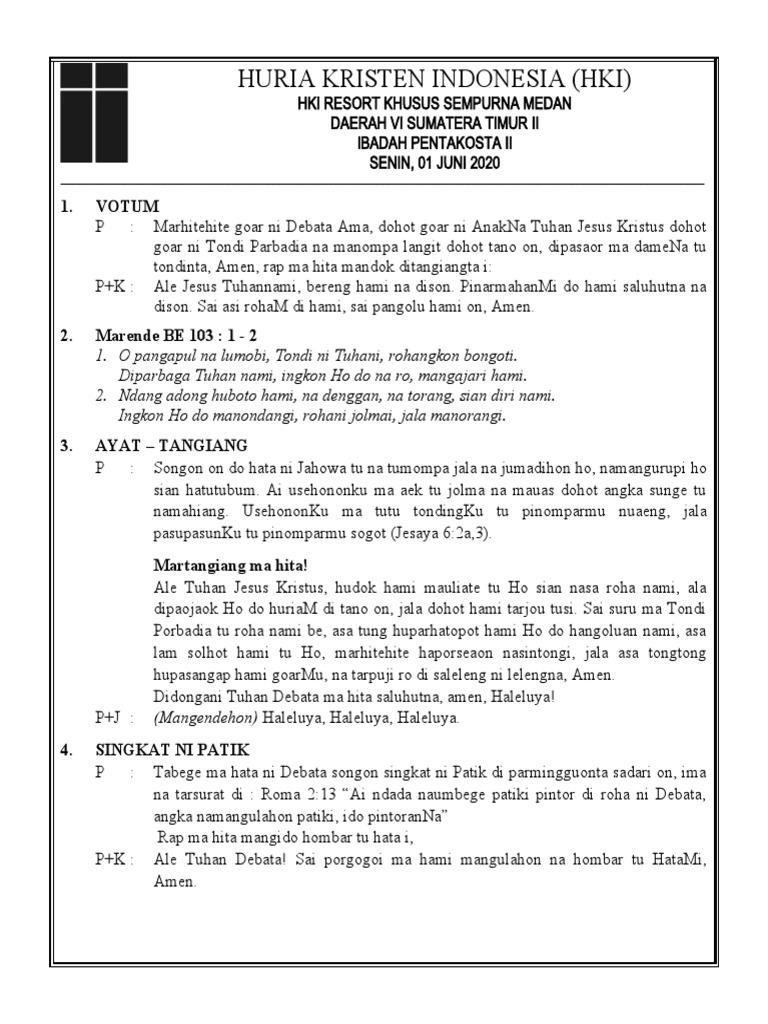 Acara Minggu TGL 01 Juni 2020 | PDF